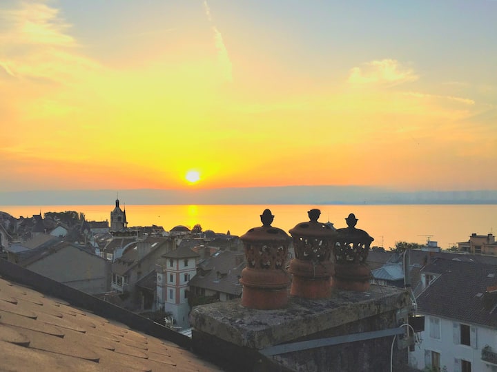 Studio ÉVian Centre Vue Lac - 2 Min Ferry Lausanne - Lugrin