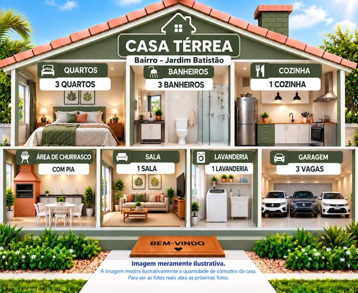 Casa - 3 Quartos - 3 Banheiros - 3 Vagas Garagem - Campo Grande