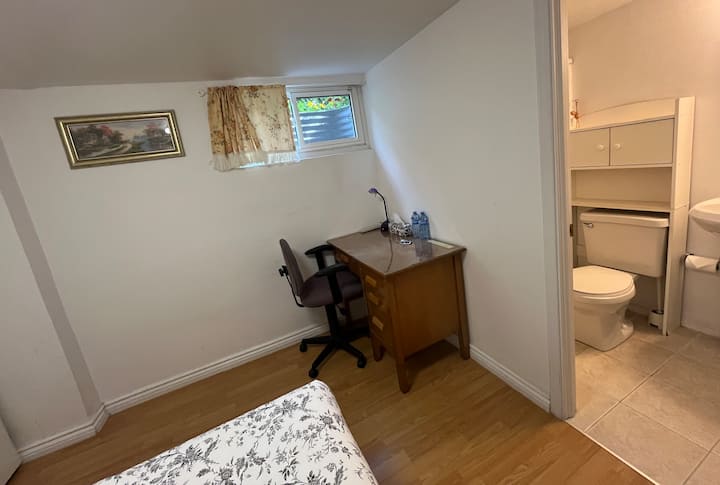 Elegant Bedroom & Attached Bathroom, In Basement - Toronto