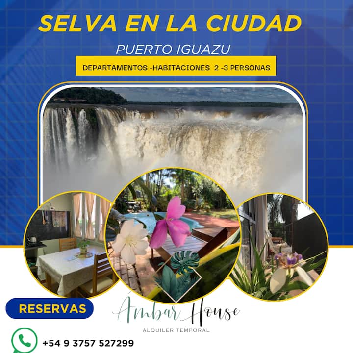 Cabaña ÁMbar- Vista -Piscina -500 Mst Bus - Puerto Iguazú