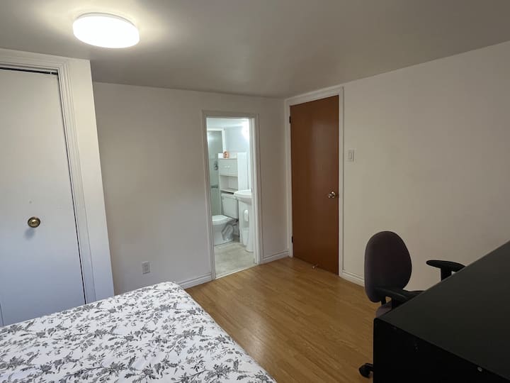 Stylish Bedroom & Attached Bathroom, In Basement - Toronto