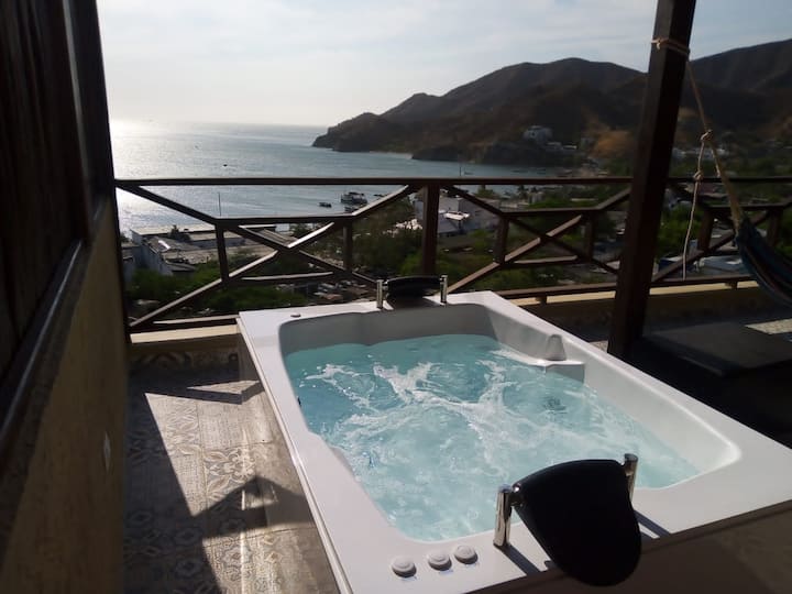 Cabaña Paraíso 8 Con Jacuzzi Y Vista Al Mar - Taganga