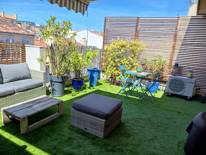 Terrasse Rooftop Studio Calme & Clim Marseille - Gare de Marseille-Saint-Charles
