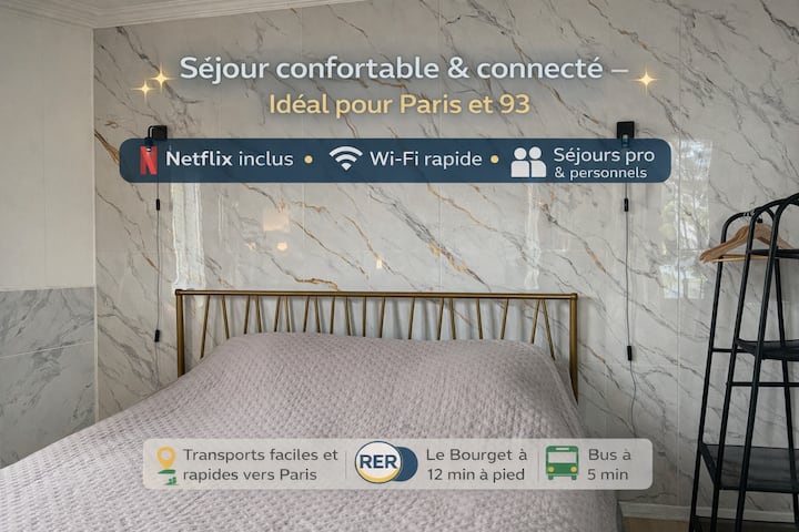 Studio Connecté – Rer B Le Bourget – Accès Paris - Le Bourget