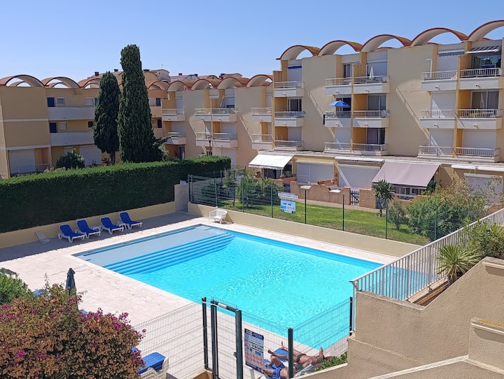 T2 Expo Sud-ouest*piscine*clim*parking Souterrain - Gruissan