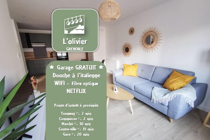 T2 Moderne Et Chaleureux - Garage Gratuit & Tram - Grenoble