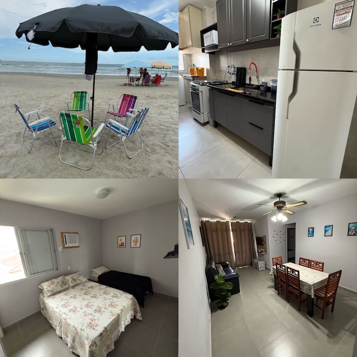 Aconchego Pé Na Areia | 3 Quartos C/ Ar Cond - Guarujá