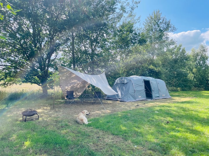 A Large  Fully Equipped 4 Birth Tent In A Field. - Suffolk