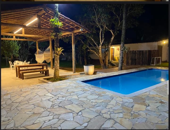 Casa Com Piscina E Churrasqueira, Com Fundo Ao Rio - Bertioga
