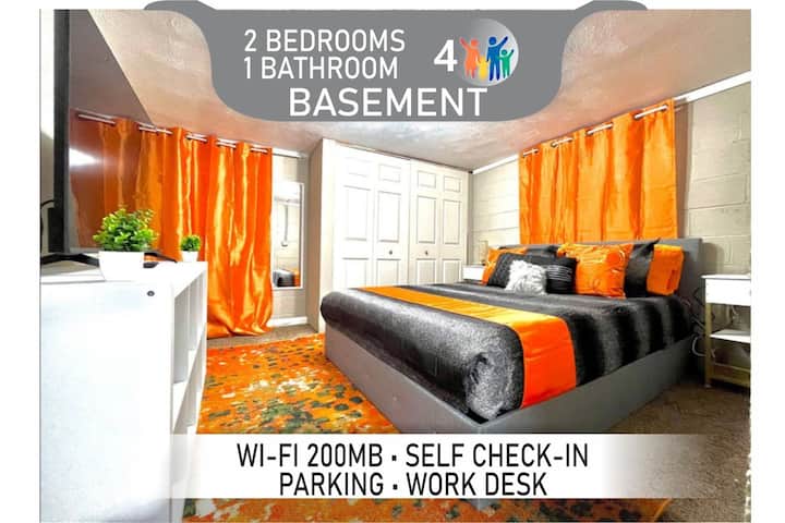 •Cozy Saffron Basement •2br• Self Check-in• - Berea, OH