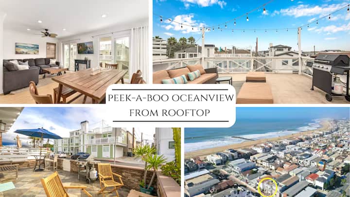 7 Bedroom Home W/ Rooftop & Peek-a-boo Ocean View - Newport Beach, CA