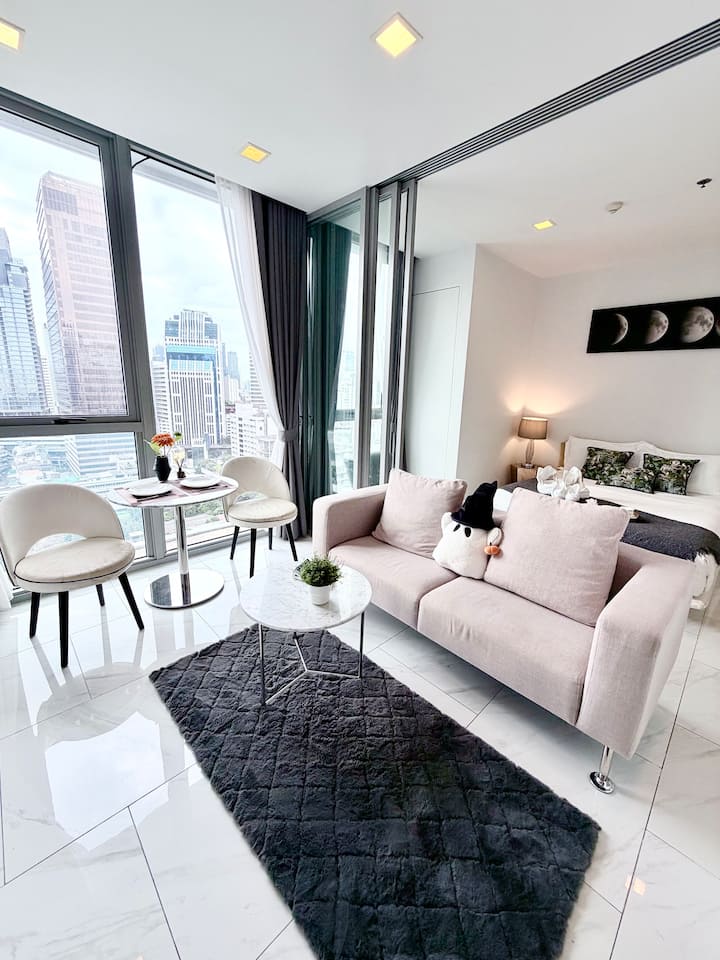 Quiet Cozy Apt•high Floor W/view•walk To Bts - Bangkok