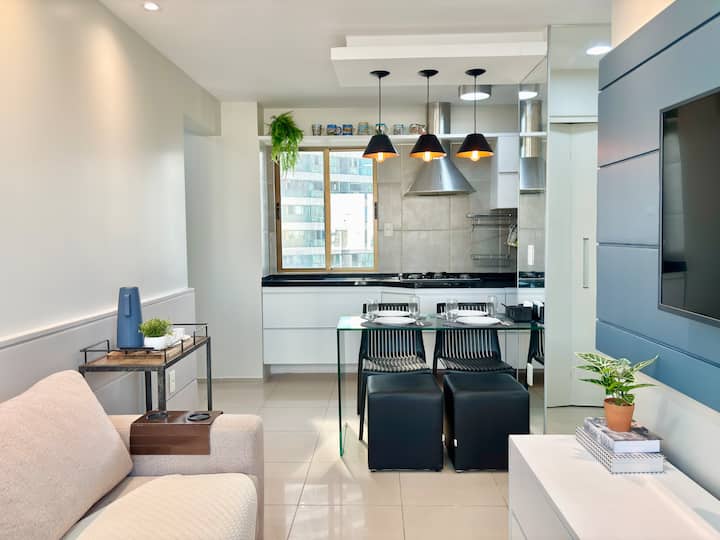 Flat 6 Min Da Praia | Portaria 24h | Garagem - Recife