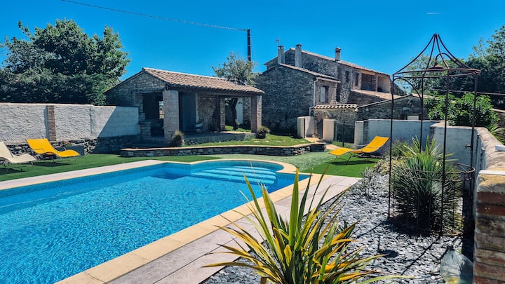 Gîte Cévenol 22 Pers. Piscine, Pétanque, Terrasses - Ardèche