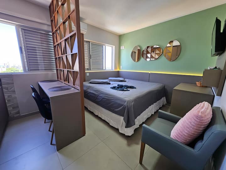 Studio Encantador Com Ar E Garagem, Central - Cascavel