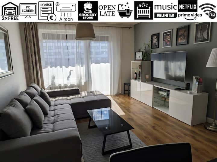 E1 Luxapt~2rooms~2xgarage~foodstore~netflix~alexa - Košice