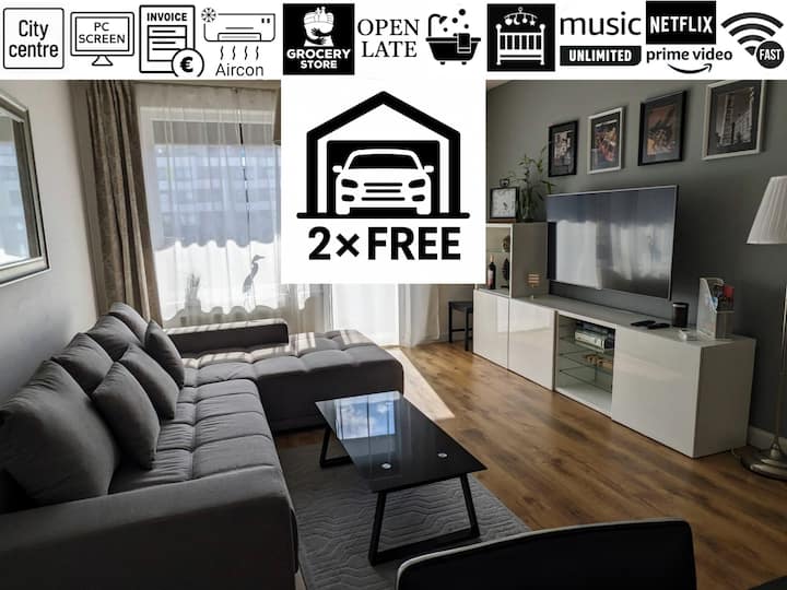 E1 Luxapt~2rooms~2xgarage~foodstore~netflix~alexa - Košice