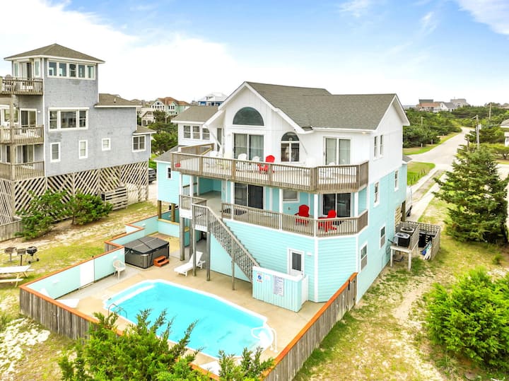 8br Oceanfront Home W/ Theater Room, Pool, Hot Tub - アウター・バンクス, NC