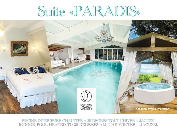 "Suite Paradis" >Piscinechauffée29degrés>jacuzzi - Normandie