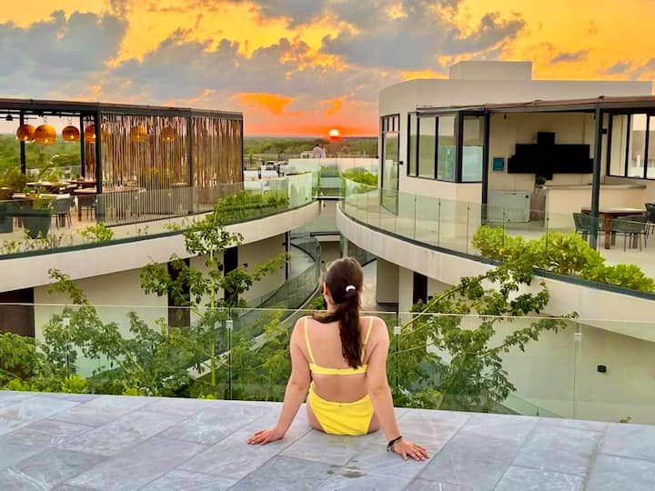 Luxury Jungle 2 Bdr • Rooftop Infinity Pool & Gym - Riviera Maya