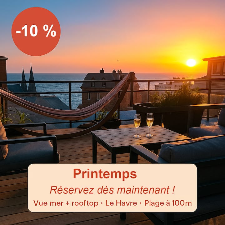 Maison Art Déco - Rooftop Vue Mer - Plage à 100m - Le Havre