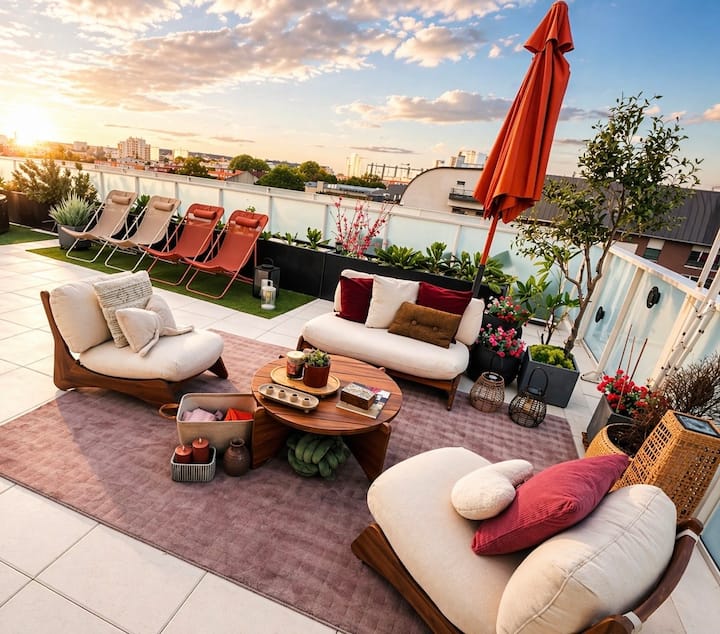 Rooftop ÉLégance – Terrasse Privée 86 M² - Bobigny