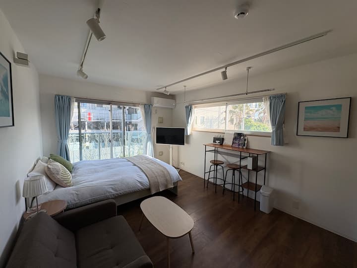 【201】 海边步行2分钟｜26㎡带浴缸·洗衣机·厨房｜近江之岛&镰仓 - Fujisawa