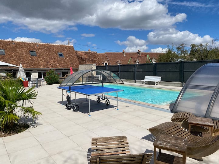 Gîte 14 Pers«&nbsp;Lestroisclés&nbsp;» Piscine Privée - - Vallée de la Loire