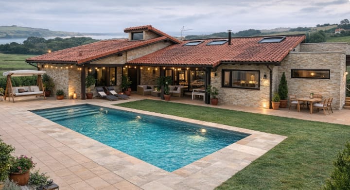 La Carrera, Villa Moderna Con Piscina Cantabria - Suances