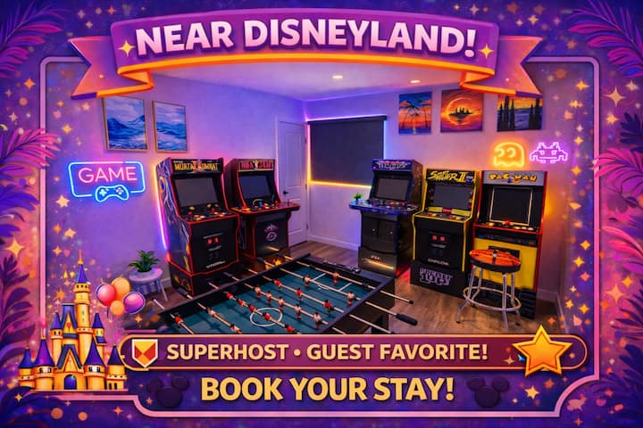 C 2026 Arcade Game Room King Bed Near Disneyland - ガーデン・グローブ, CA