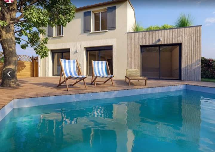 Maison Moderne Avec Piscine Et Clim (6 Personnes) - Mauguio