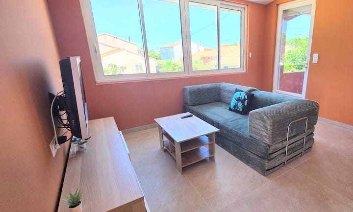 Plage à Pied-4 Pers- Clim-wifi -Terrasse -Parking - Torreilles