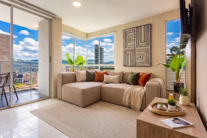 Skyline Views & Balcony | A/c + Wifi | Poblado - Medellin, Antioquia, Colombia
