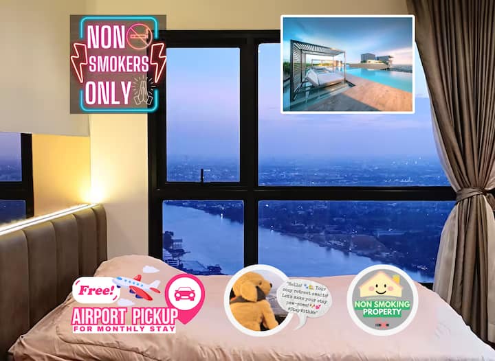 Chao Phraya Oasis | River View, 3 Sky Pools & Mrt - Thailand