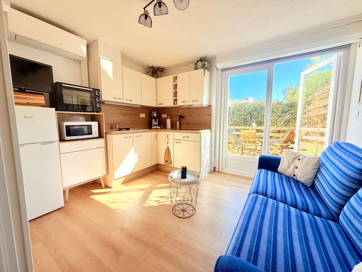 Cap T2/clim/parking/terrasse/falaises 100m - Agde