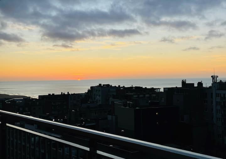 Panoramic Sea & City Skyline From The 14th Floor - Oudenburg
