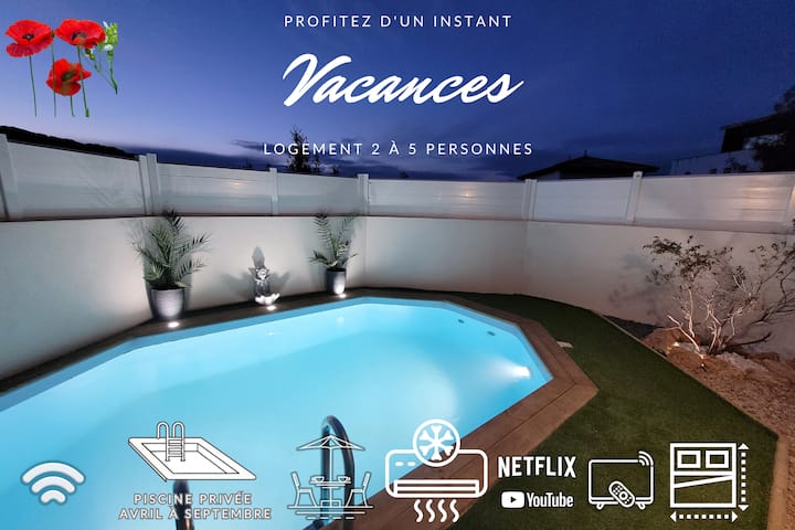 Piscine Privée éLégant Clim 20 Min Plage Palavas - Hérault
