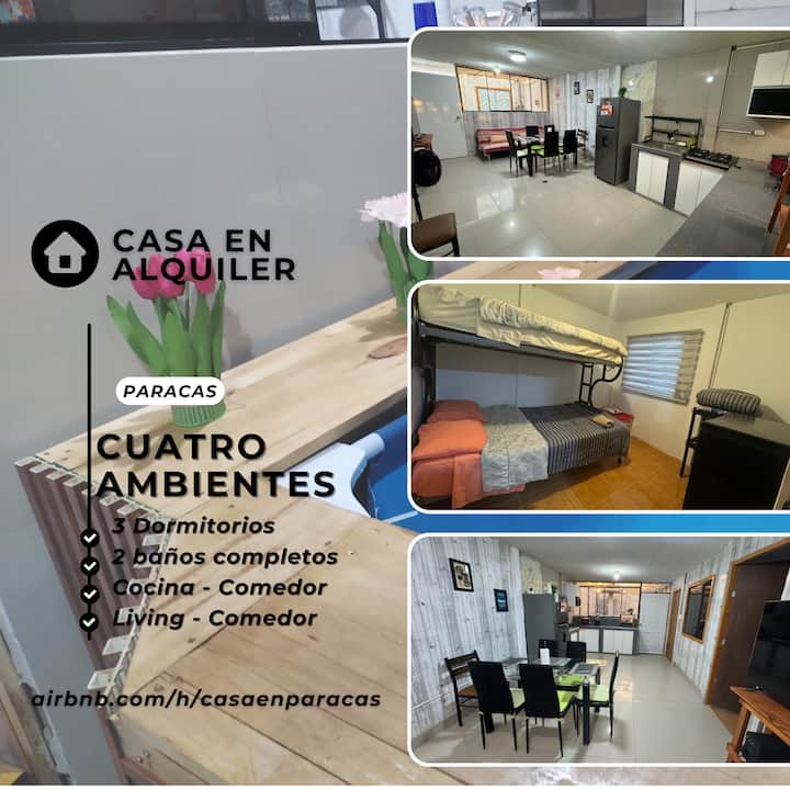 Casa En Paracas, 3 Cuartos, 2 Baños, Completa - Paracas