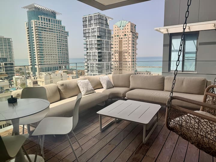 Plage Geula Apt 3 Chambres Terrasse Vue Mer - Telavive