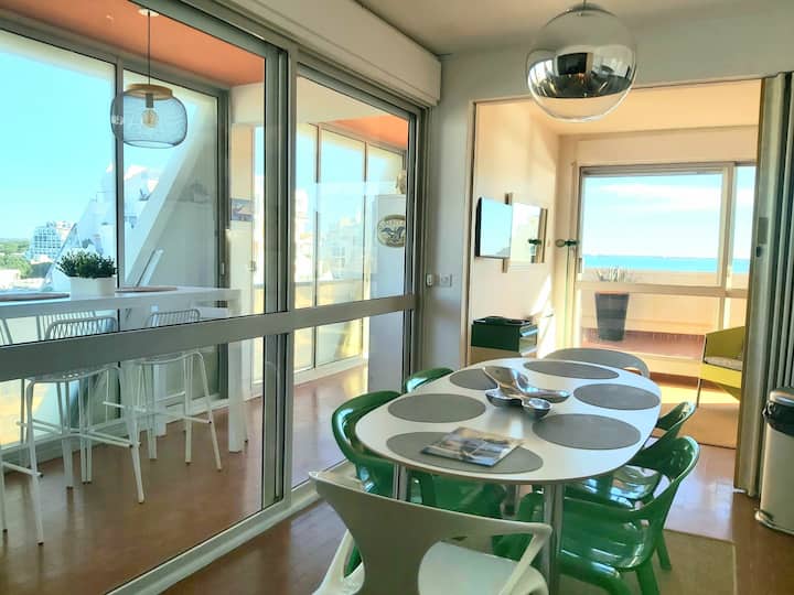 Appt 7e éTage 60m2 -Parking Vue Port\mer - Plage du Grand Travers