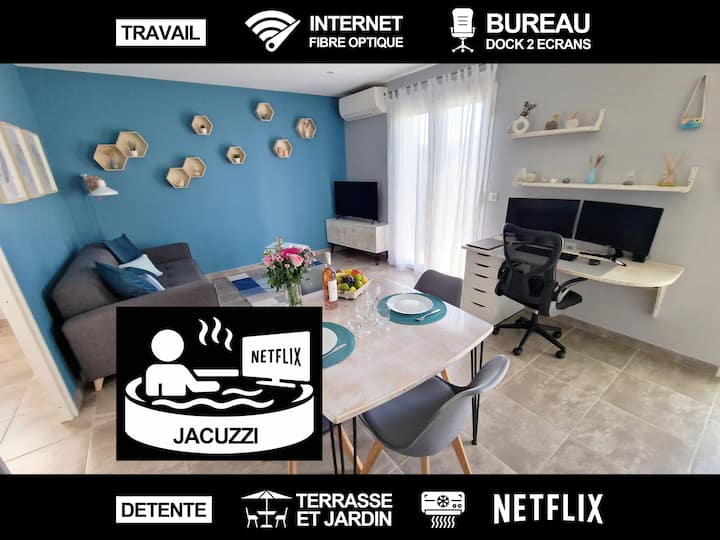 Jacuzzi, Jardin, Bureau - Cosy Et Calme ! - Calvisson