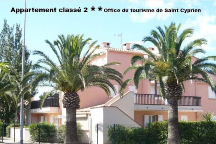Saint-cyprien Plage
400m Parking Privé
Appt 2* * - Saint-Cyprien Plage