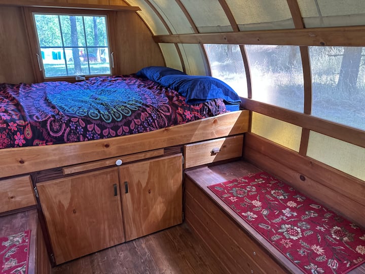 Oregon Trail Covered Wagon By The Creek - Oregon Renaissance Faire