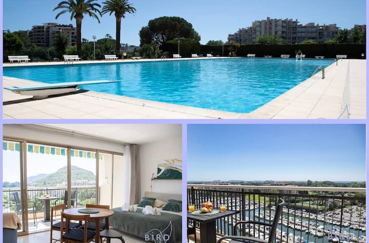 Elegant Studio Vue Marina Mer Et Esterel Piscine - Mandelieu-la-Napoule