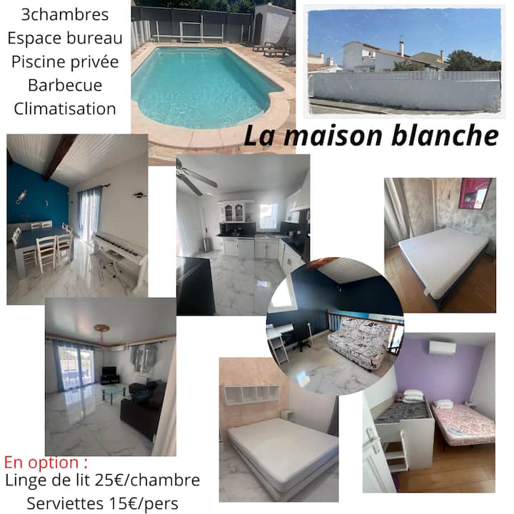 Maison 3chs - 7couchages Avec Jardinet Et Piscine - Fos-sur-Mer