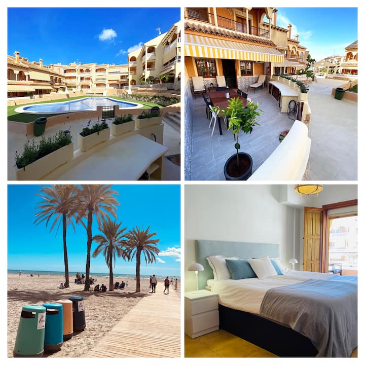 Strandnära Barnvänligt Radhus Med Stor Pool - Santa Pola