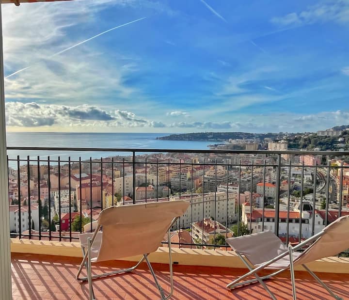 Paradis Bleu - T3 Vue Mer Panoramique - Parking - Plage Hawaii - Menton