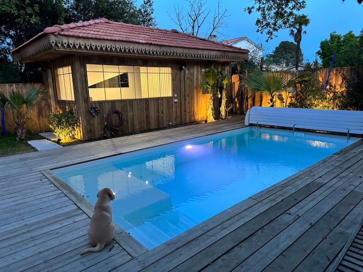 Maison Calme Avec Piscine Chauffée Et 2 Cabanes - Arcachon