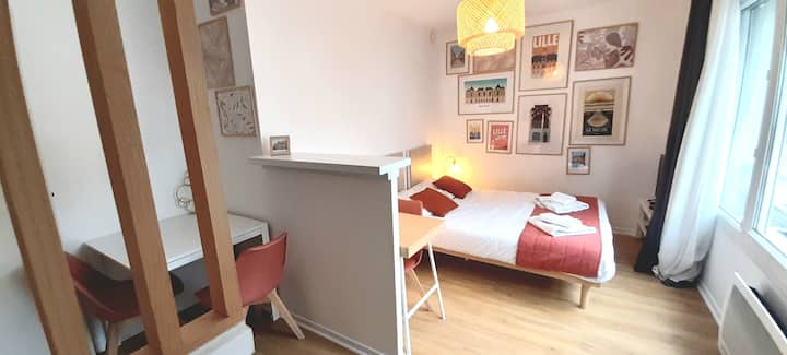 Studio Cosy Quartier Sebastopol Avec Parking Privé - Lille