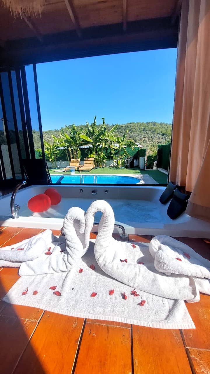 Jacuzzi Fireplace Winter Garden Tiny House Urla - Barbaros